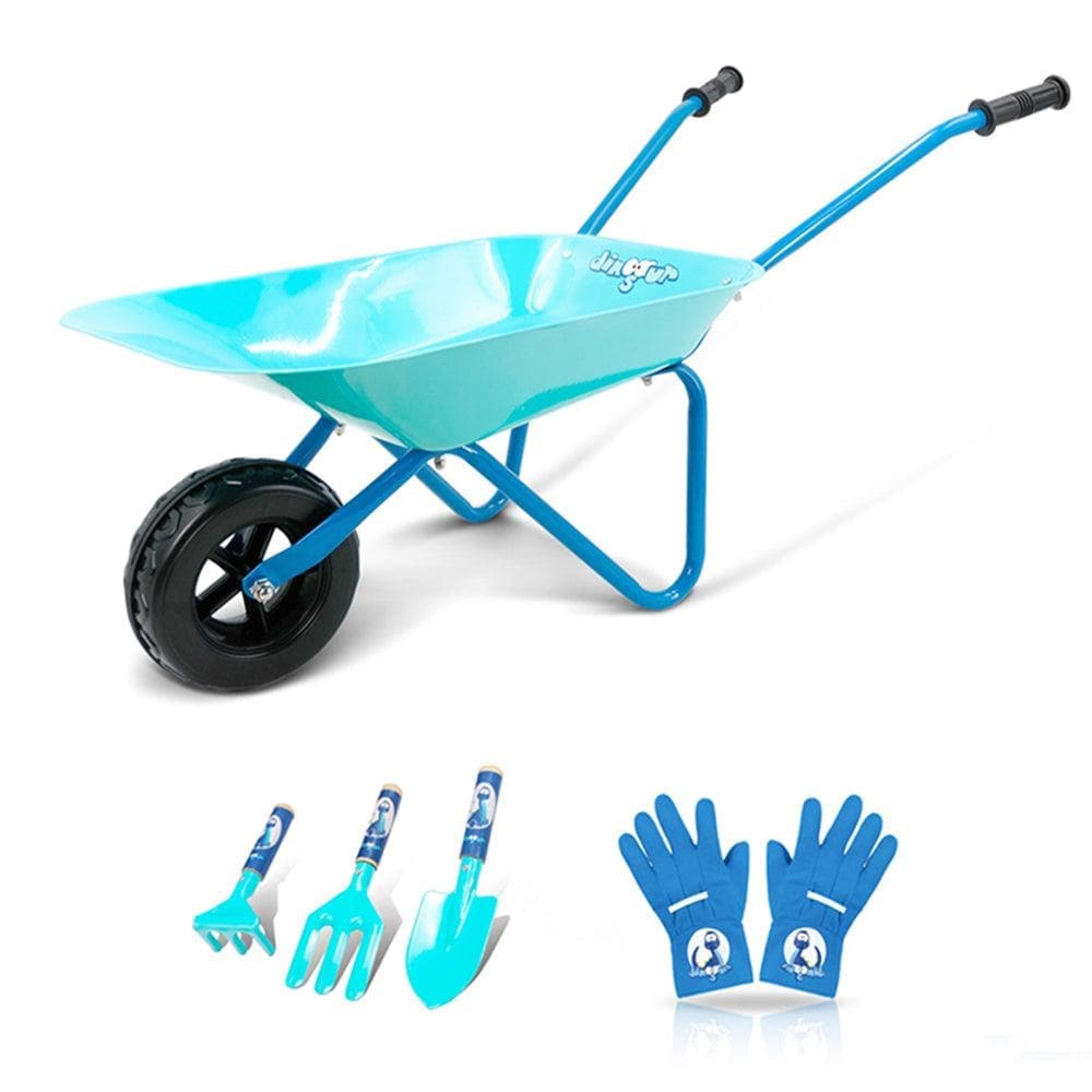 Blue Dinosaur Kids Wheelbarrow Set|with Gardening Tools and Gloves ...